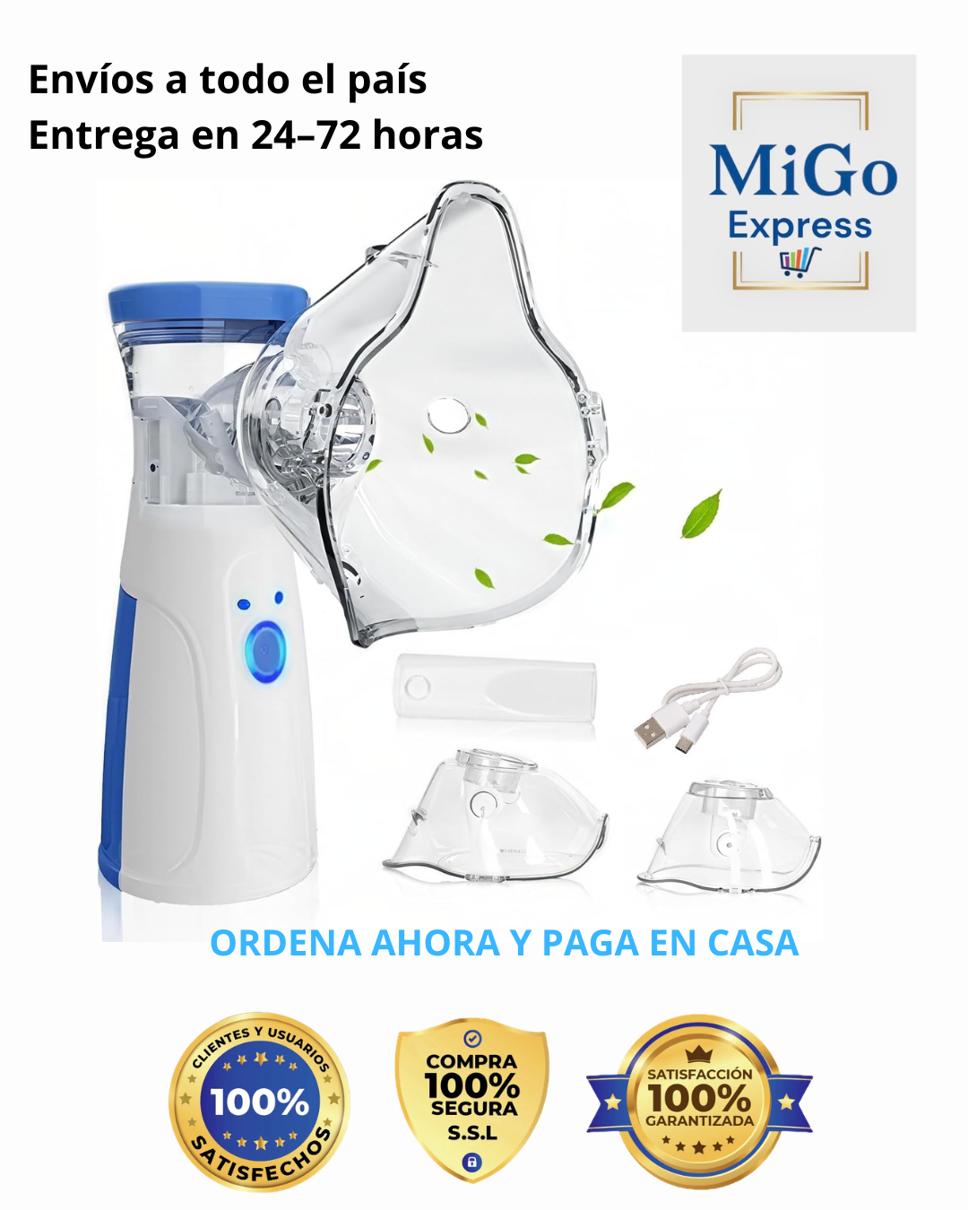 🫁 Nebulizador Portátil– Silencioso y Recargable.🔋 – MiGo Express
